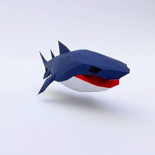 Shark Fish low poly toon 3d model