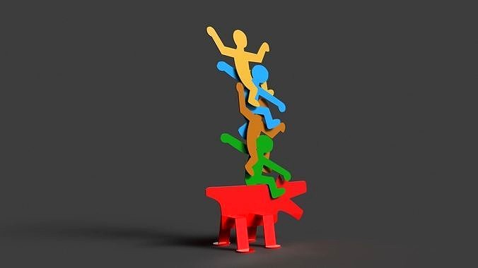 DOG AND ACROBATS SCULPTURE-BY KEITH HARING | 3D model