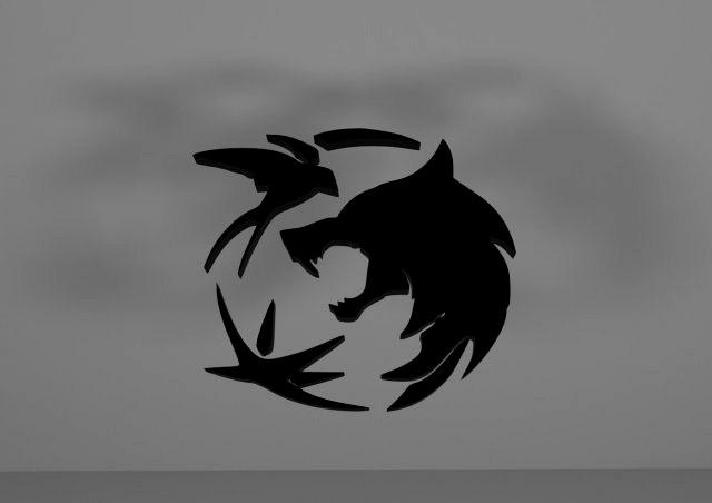 the witcher logo emblem- wolf logo 3d model
