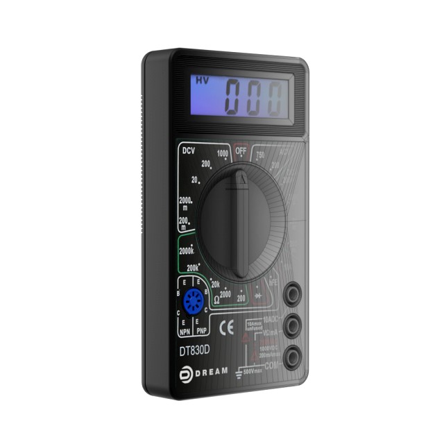 dt830d lcd digital multimeter electric voltmeter ammeter 3d model