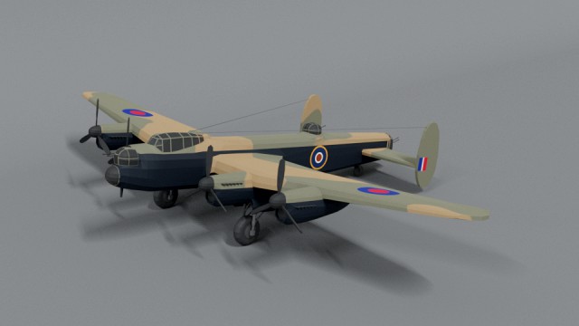 low poly cartoon avro lancaster wwii airplane 3d model