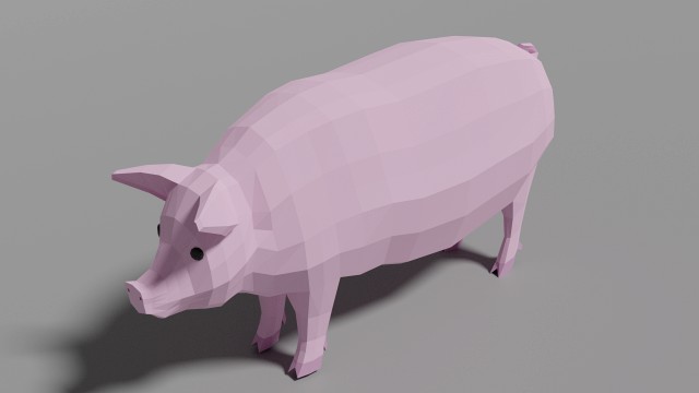 low poly pig 3d model