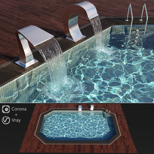 swimming pool waterfall 3d model