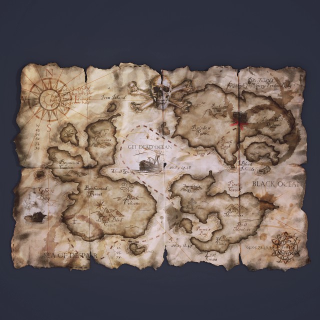 folding treasure map 3d model