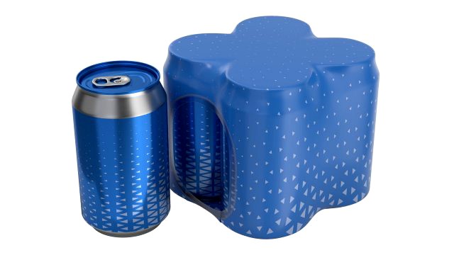 packaging wrapper for standard four 330ml beverage soda beer cans 3d model