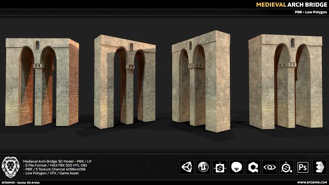 medieval arc bridge 3d model