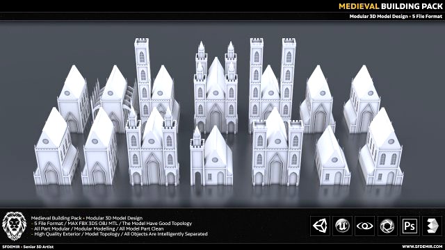 medieval building pack 3d model