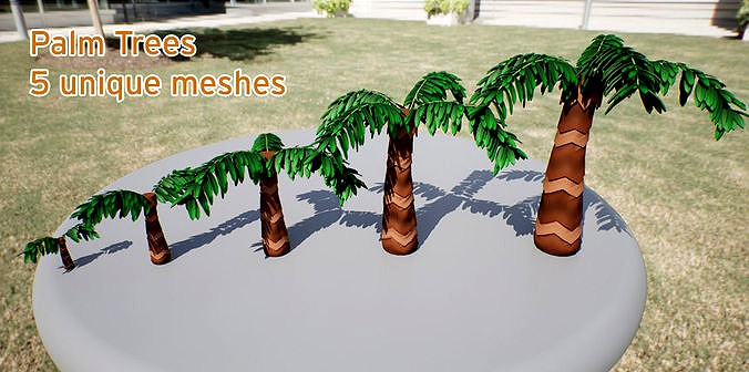 Stylized Palm Tree collection in the Style of Animal Crossing 3d model