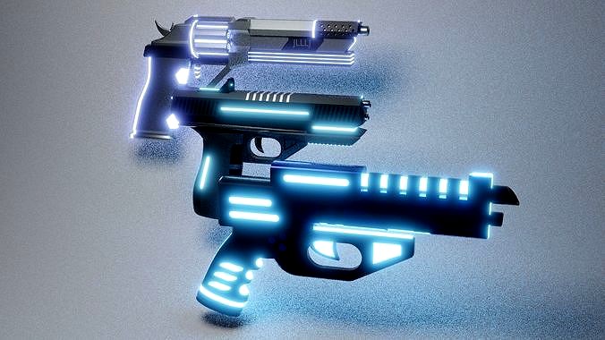 Neon Guns Pistols And Revolver Pack 3d model