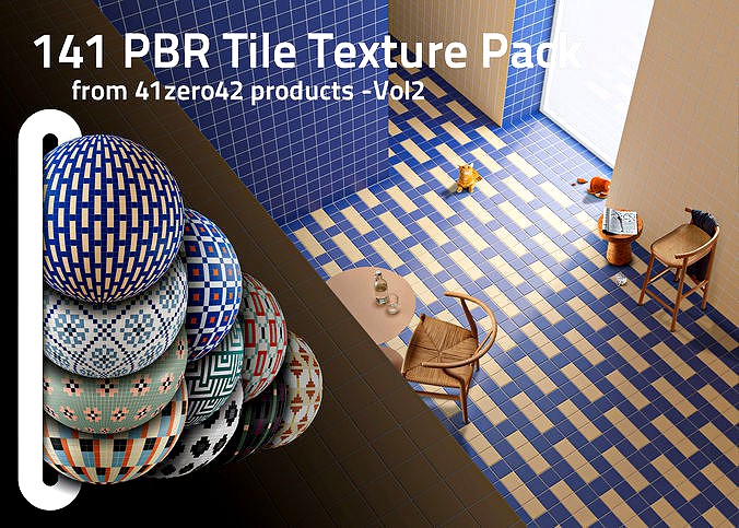 141 PBR Tile Texture Pack from 41zero42 products -Vol 3d model