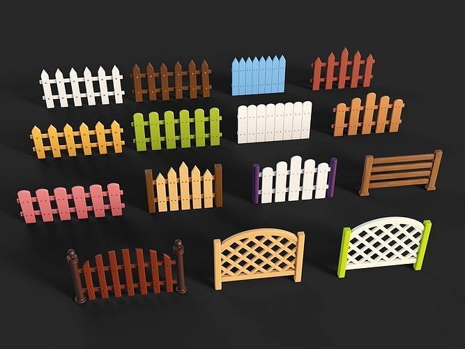 Cartoon Fence Collection 3d model