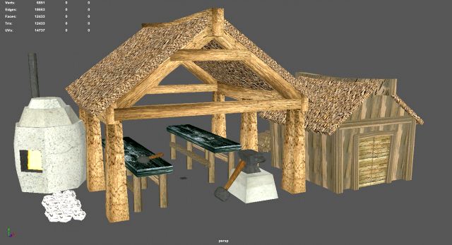 blacksmith medieval building low poly 3d model
