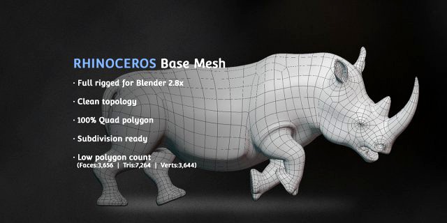 rhinoceros base mesh 3d model