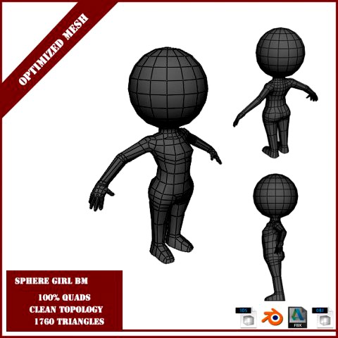 sphere girl base mesh 3d model