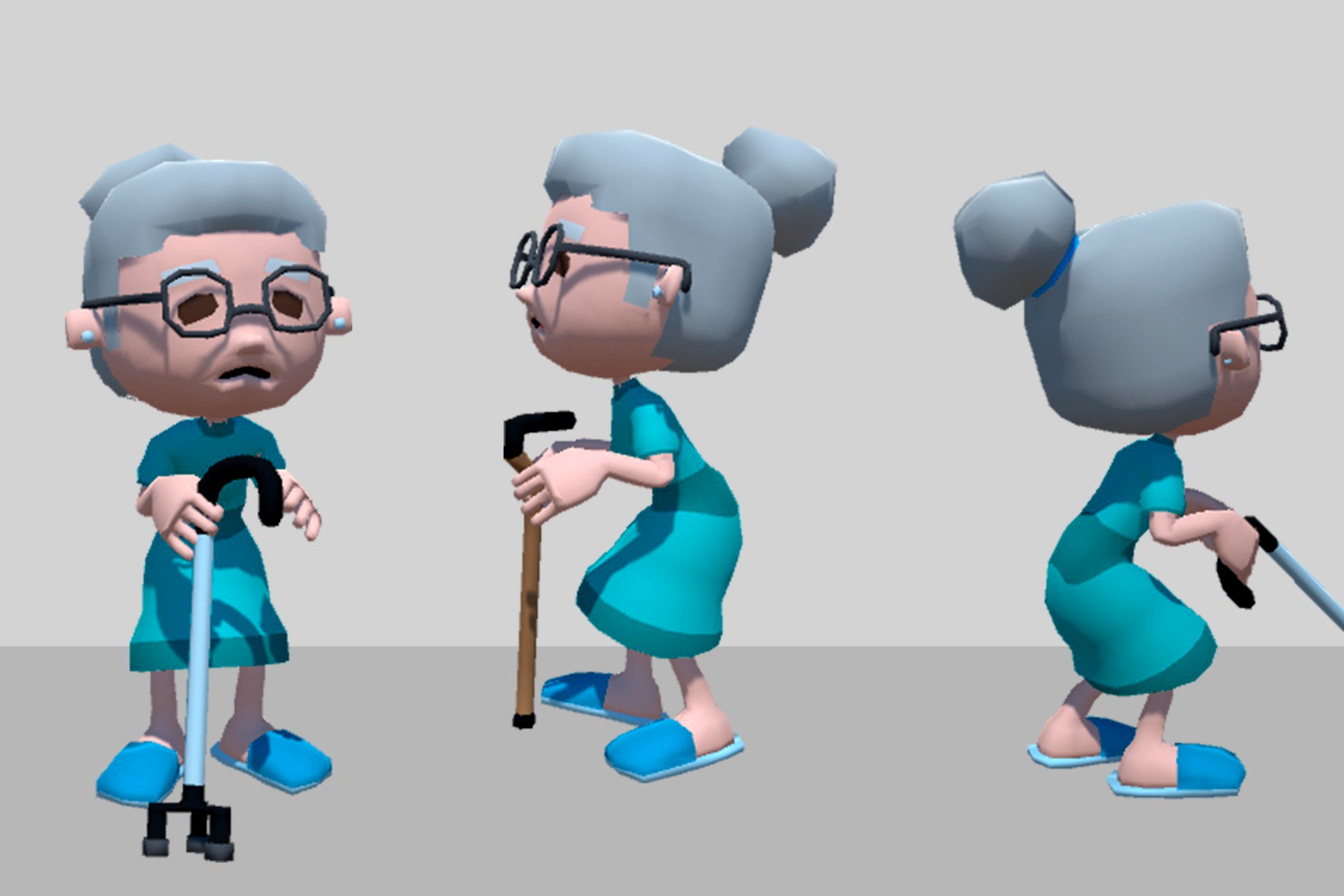 3D Character #010 - Old Woman - Animated - Low Poly - FBX model