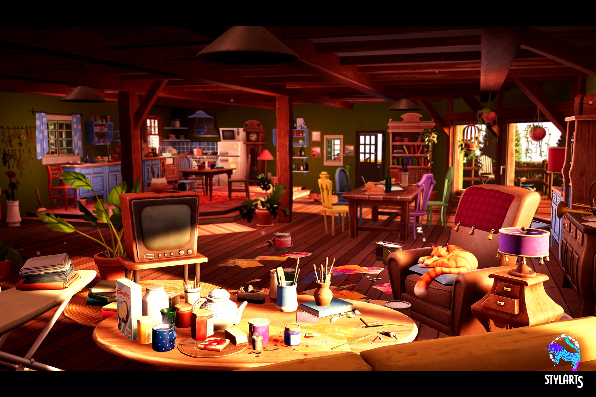 Stylized Countryside House Interior 3d model