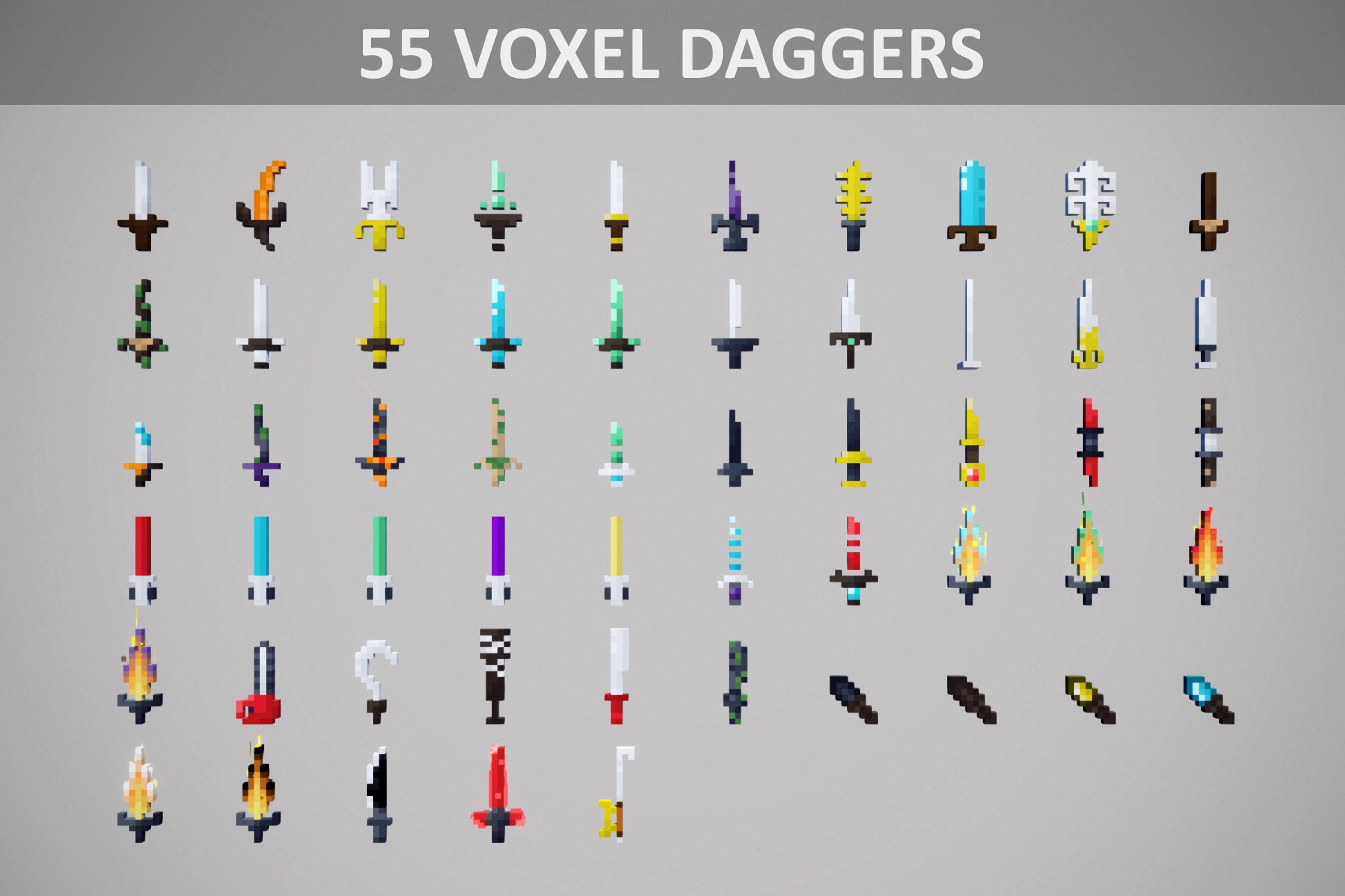 55 Voxel Swords 3d model