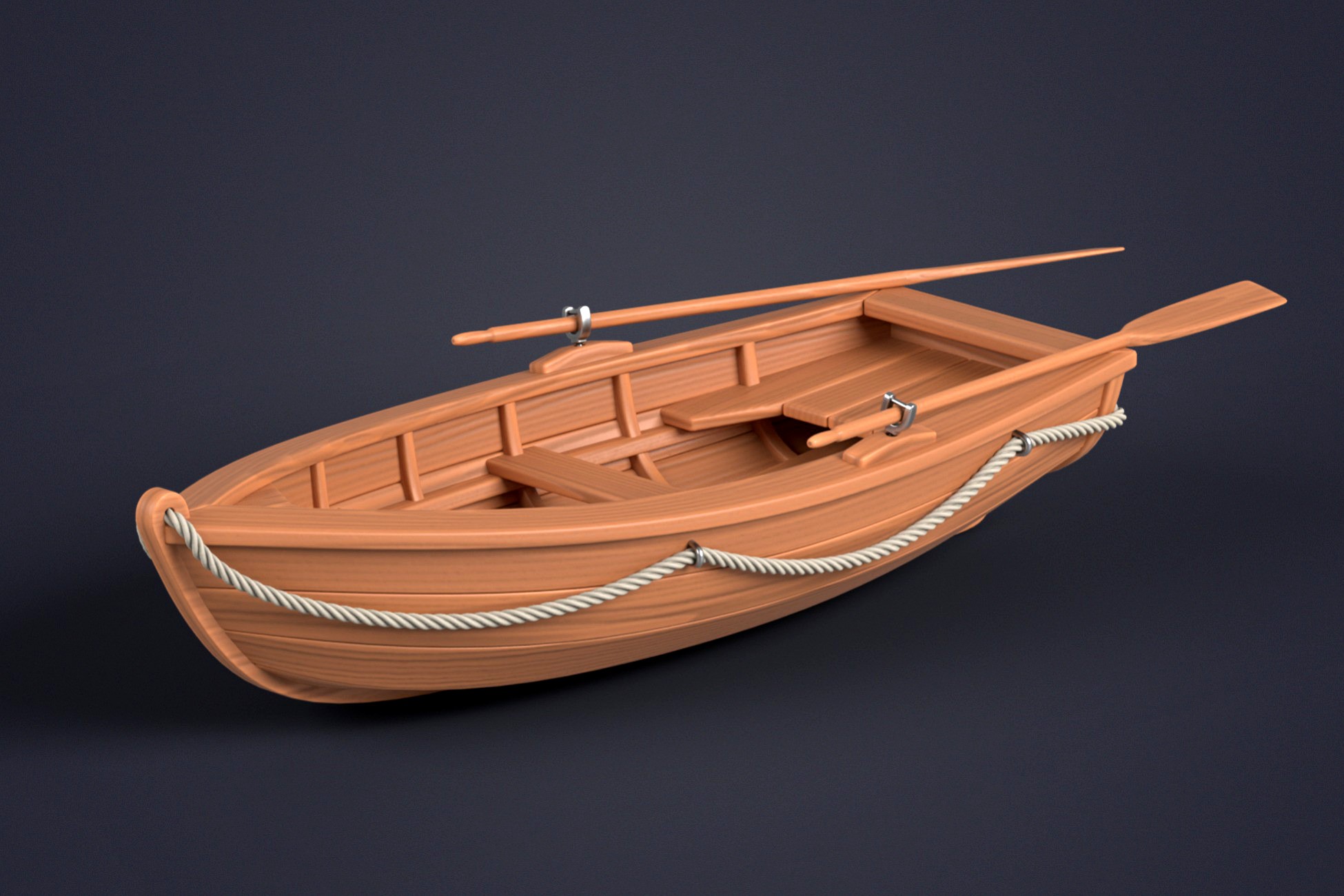 Stylized Wooden Fishing Boat 3d model
