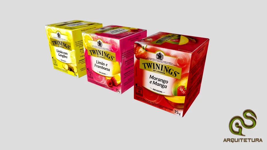 Chá inglês Twinings - sabores - 15g 3d model