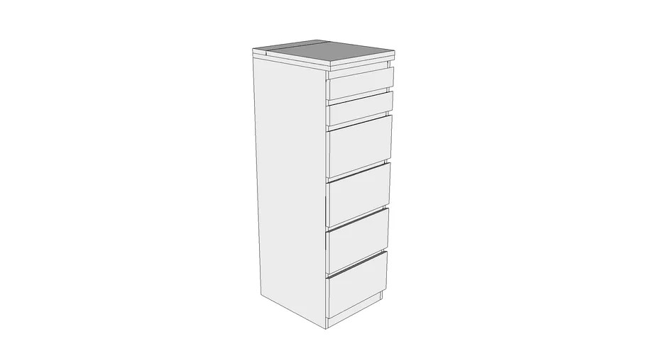 Commode 6 tiroirs Ikea Malm 3d model