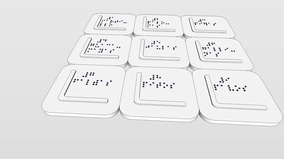 Ficha braille v3 1-9 F 3d model