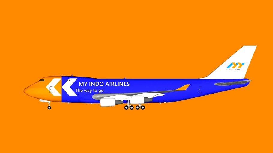 My Indo Airlines Boeing 747-400F 3d model
