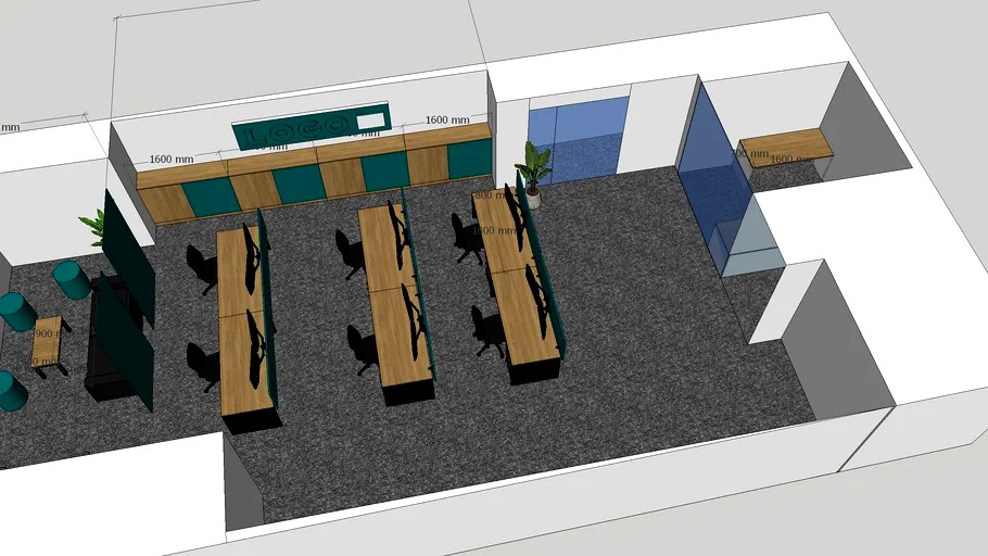 Basic office desk set up 3d model