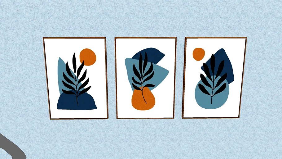 Decorative frames abstract blue organic shapes 3d model