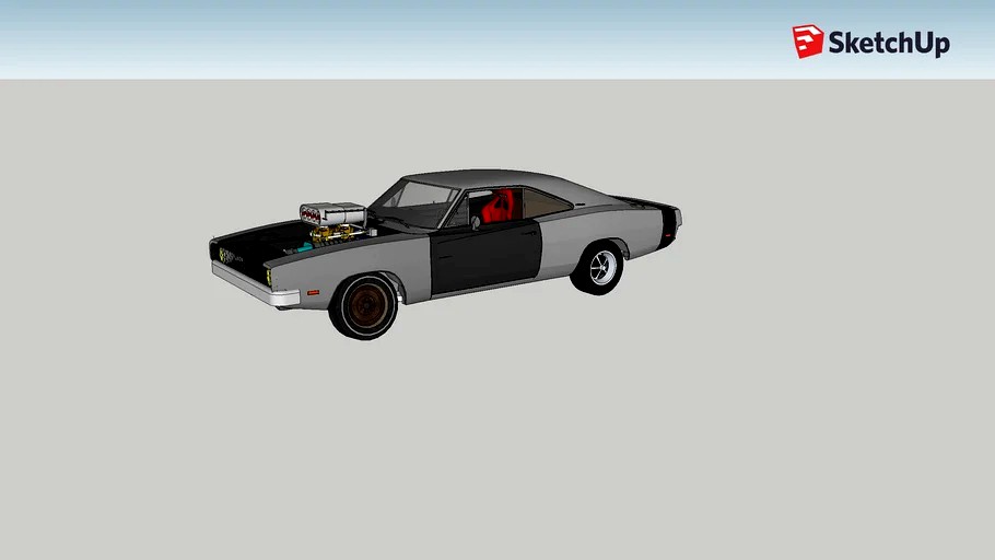 crappy 1969 dodge charger drag car 3d model