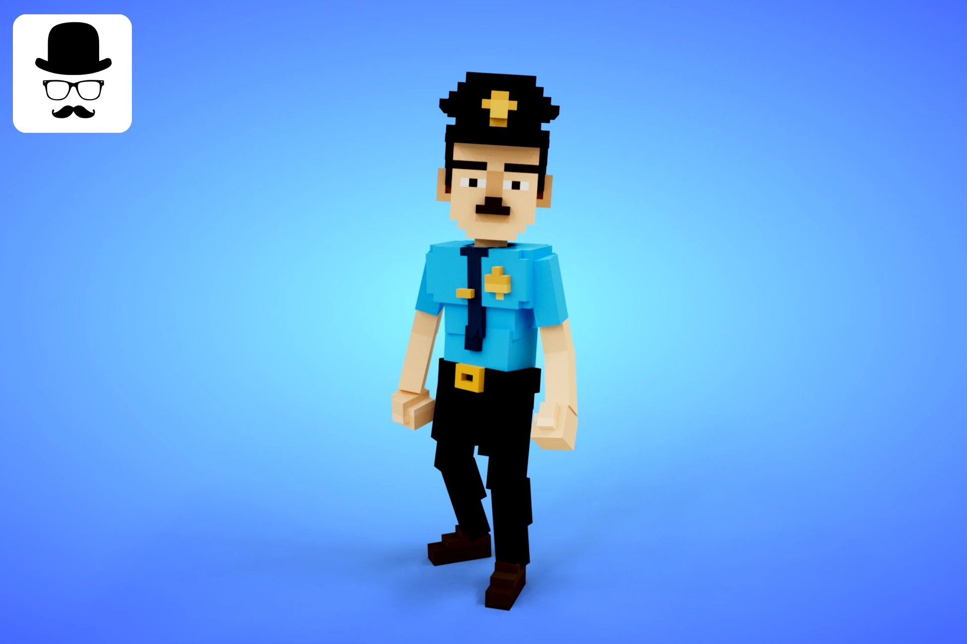 3D Voxel Model - Policeman Character