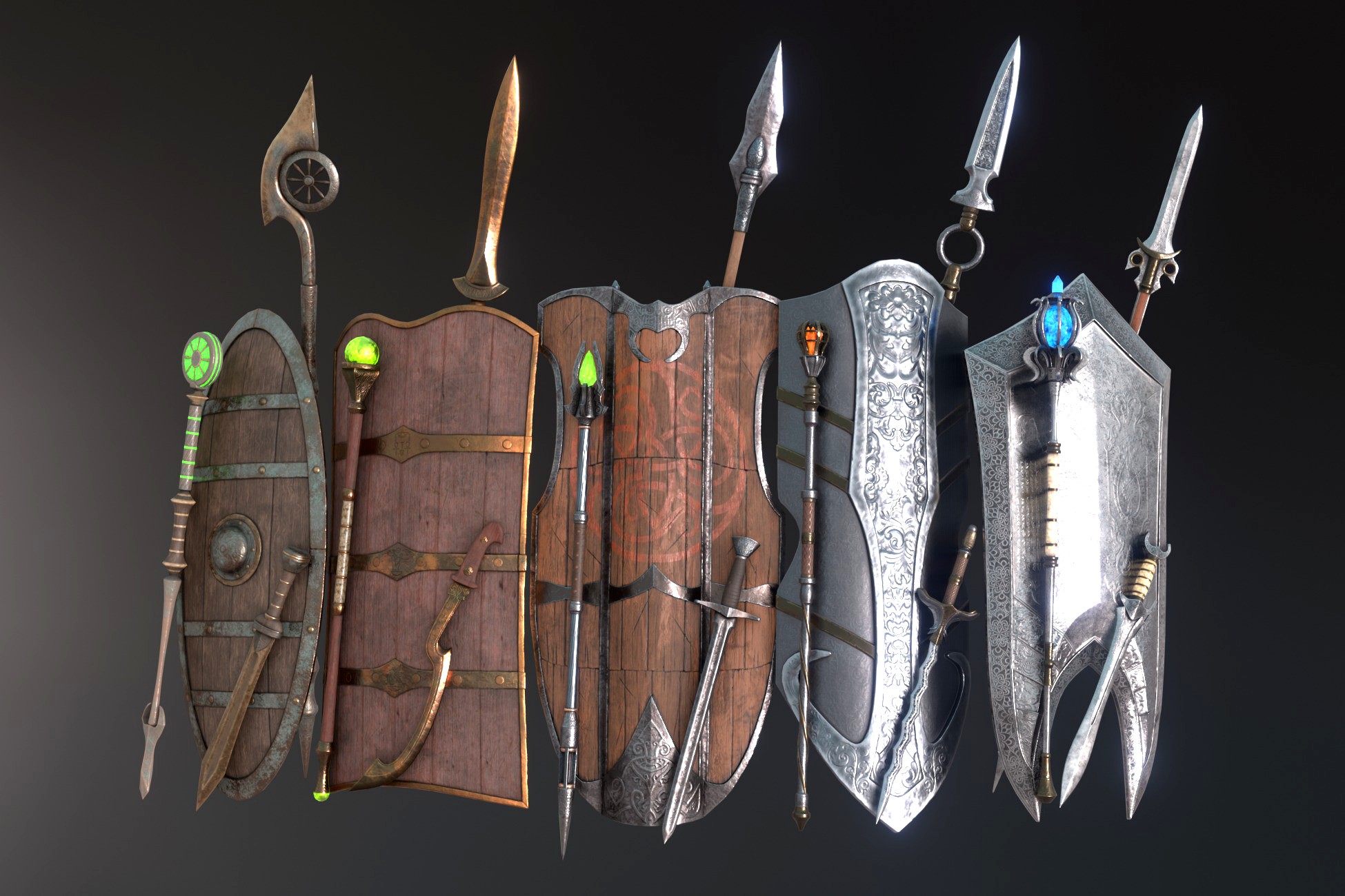 Fantasy weapon pack 4 3d model