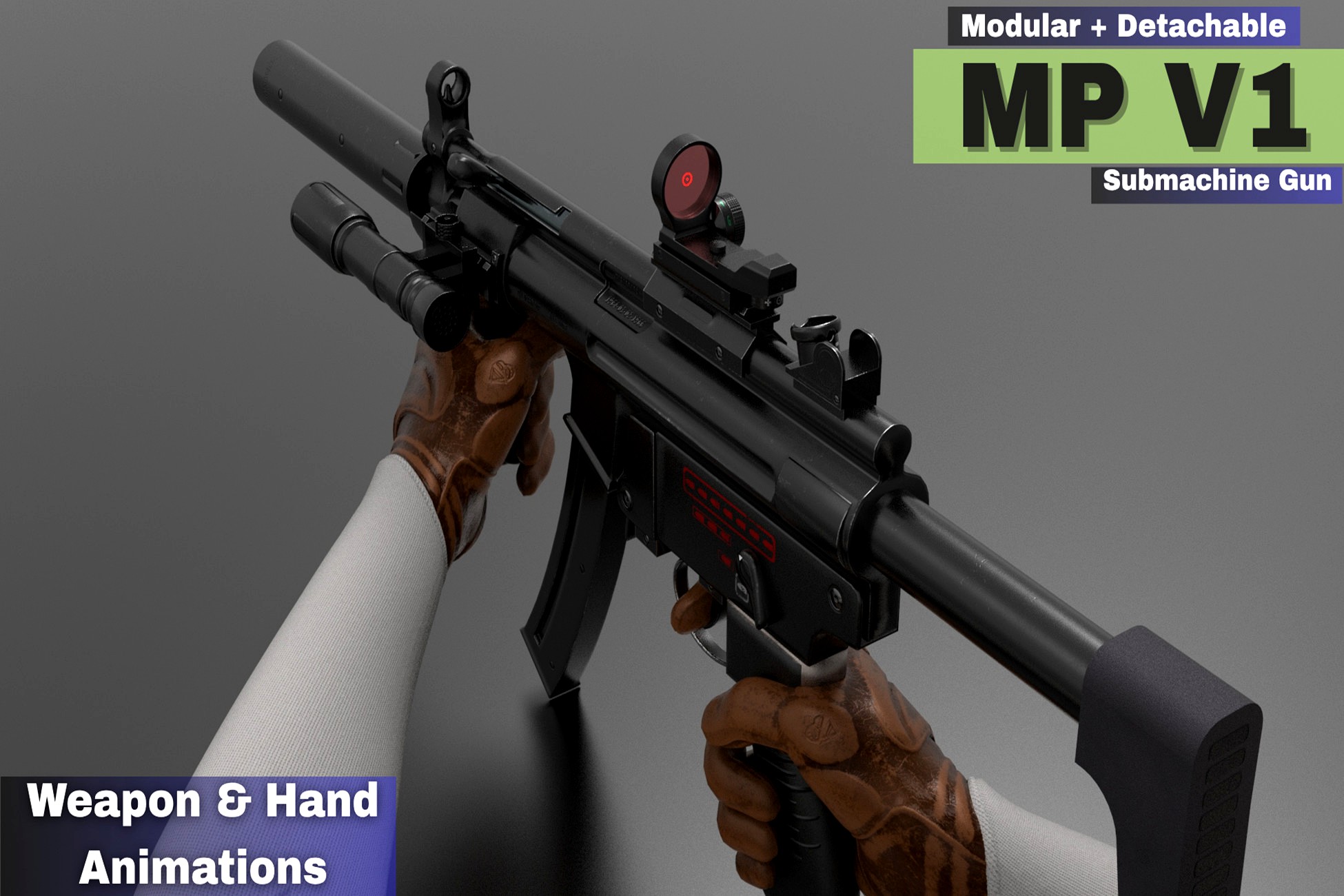 Mp V1 Submachine gun (Fps - Tps) 3d model