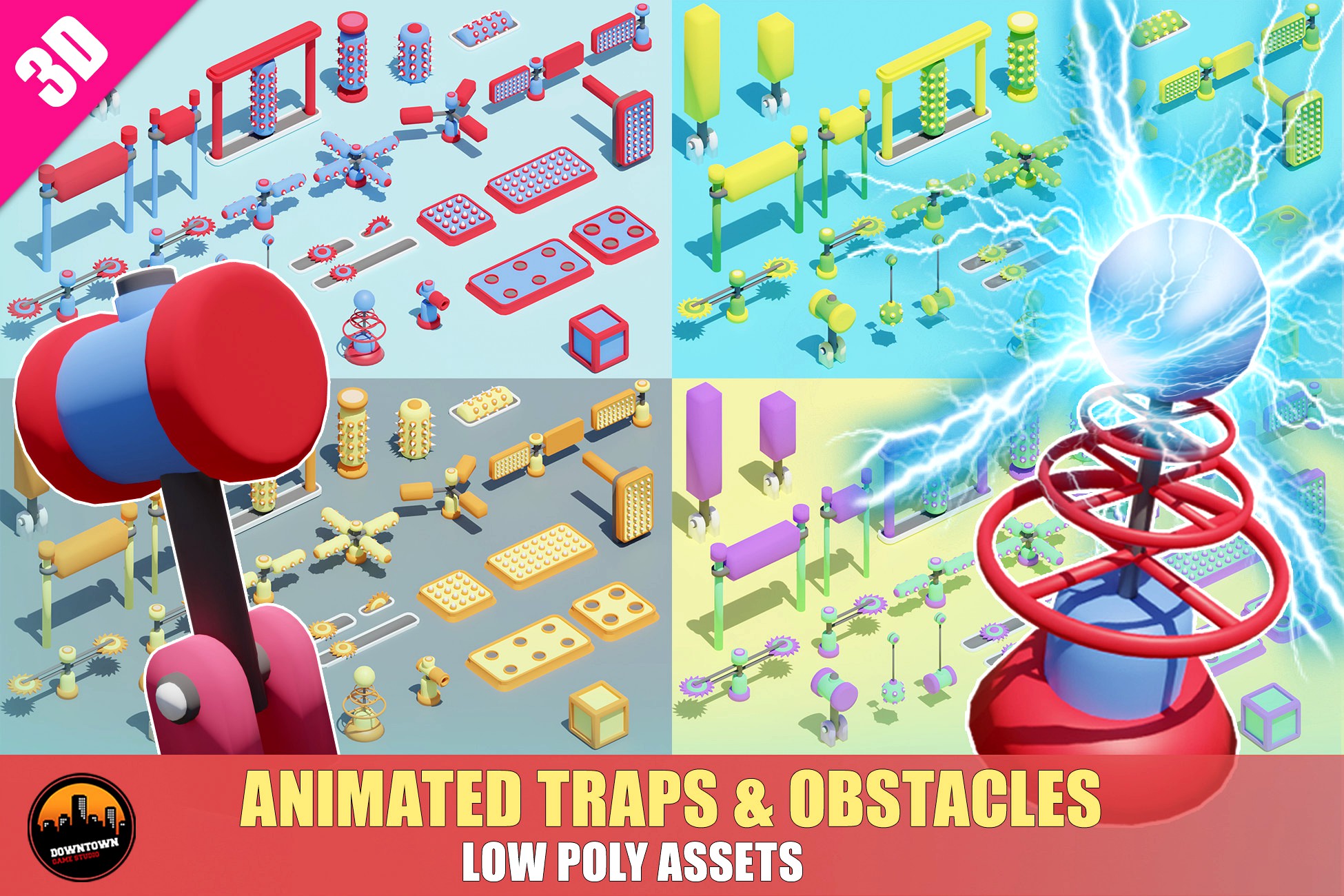 LOW POLY ASSETS - Animated Traps & Obstacles + VFX 3d model
