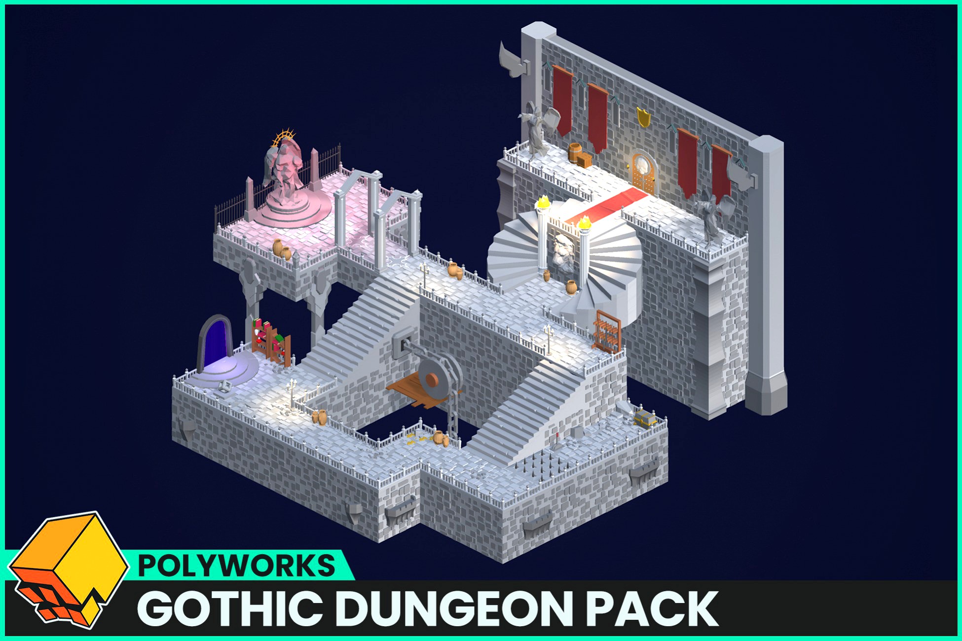 Low Poly Gothic Dungeon Pack - Polyworks 3d model
