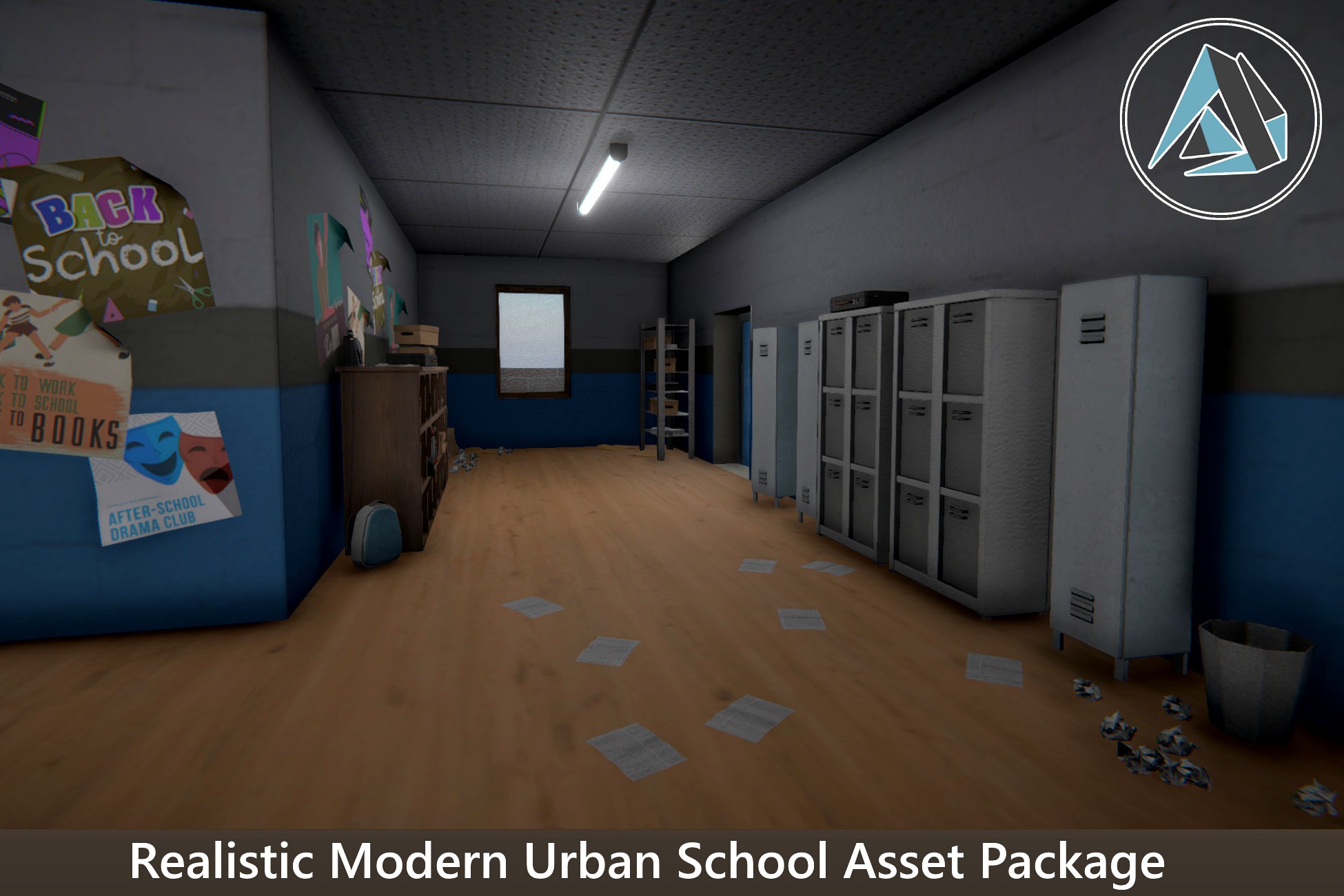 Realistic Modern Urban School Asset Package 3d model