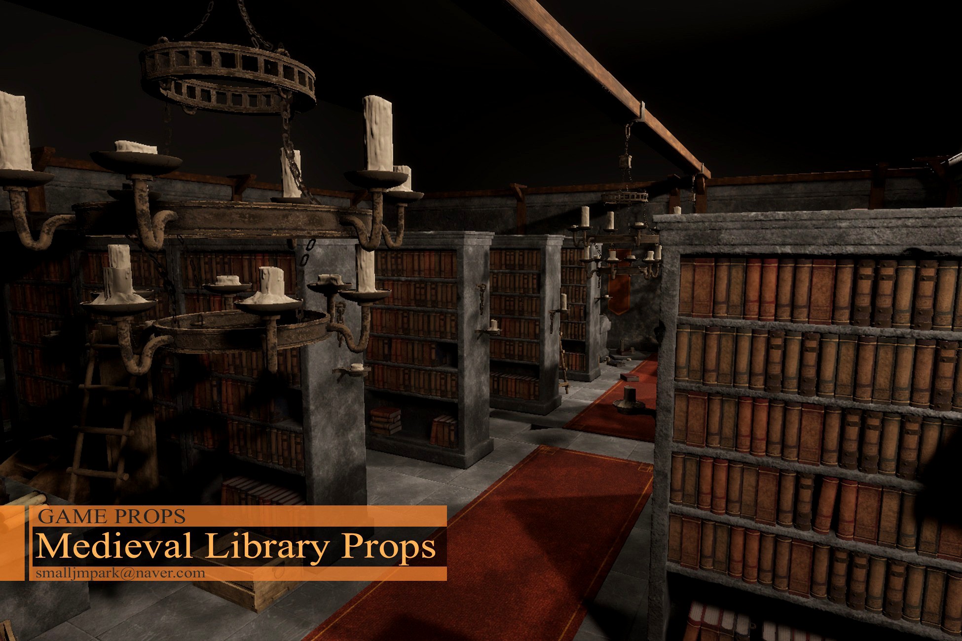 Medieval Library Props v.01 3d model