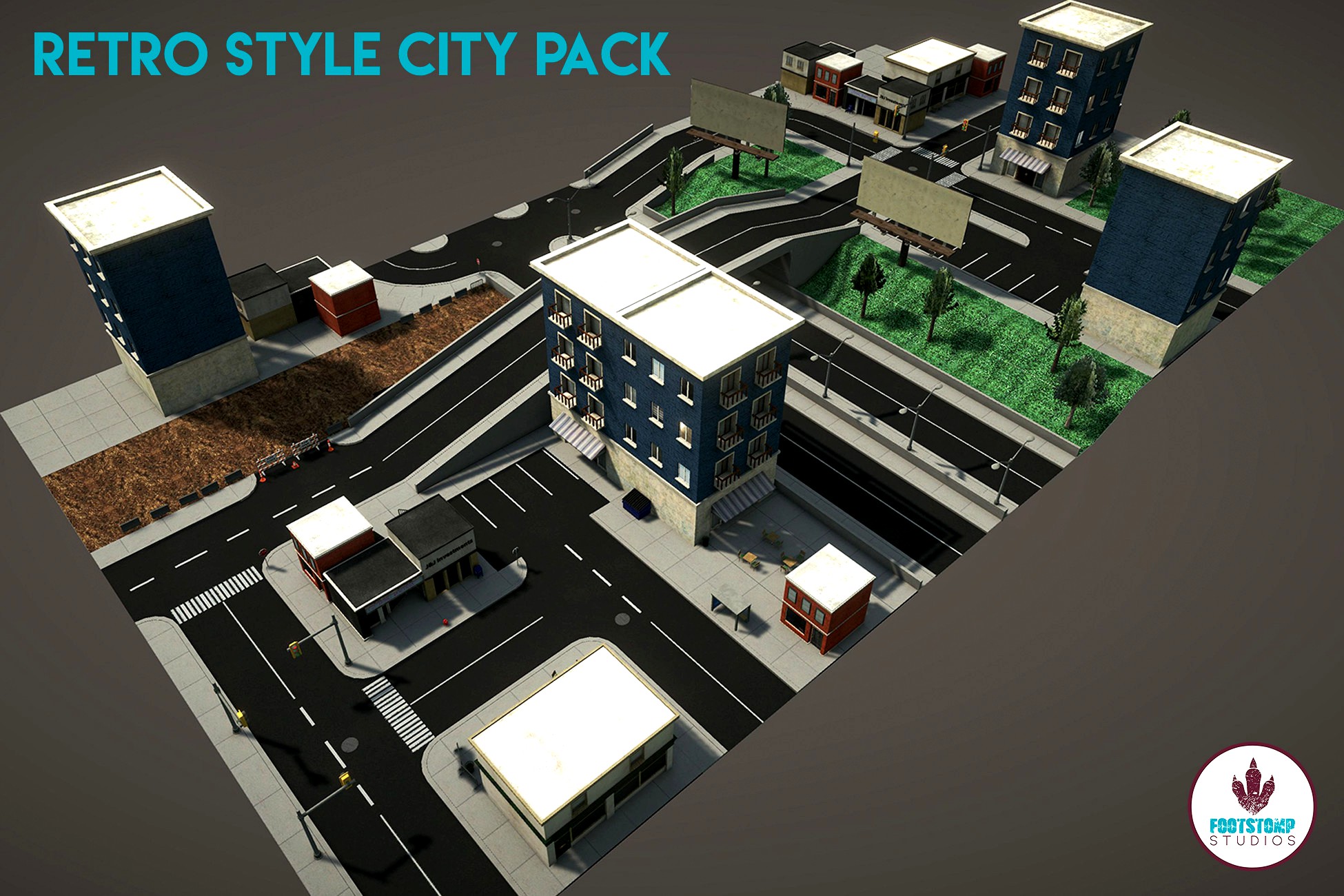 Retro Modular City Pack 3d model