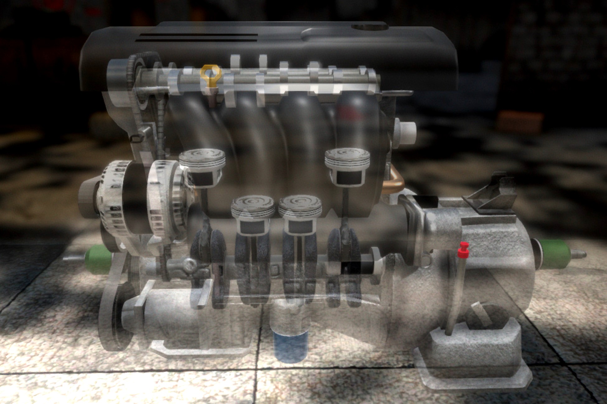 Japanese Motor Animated Front Transmission (Engine) 3d model