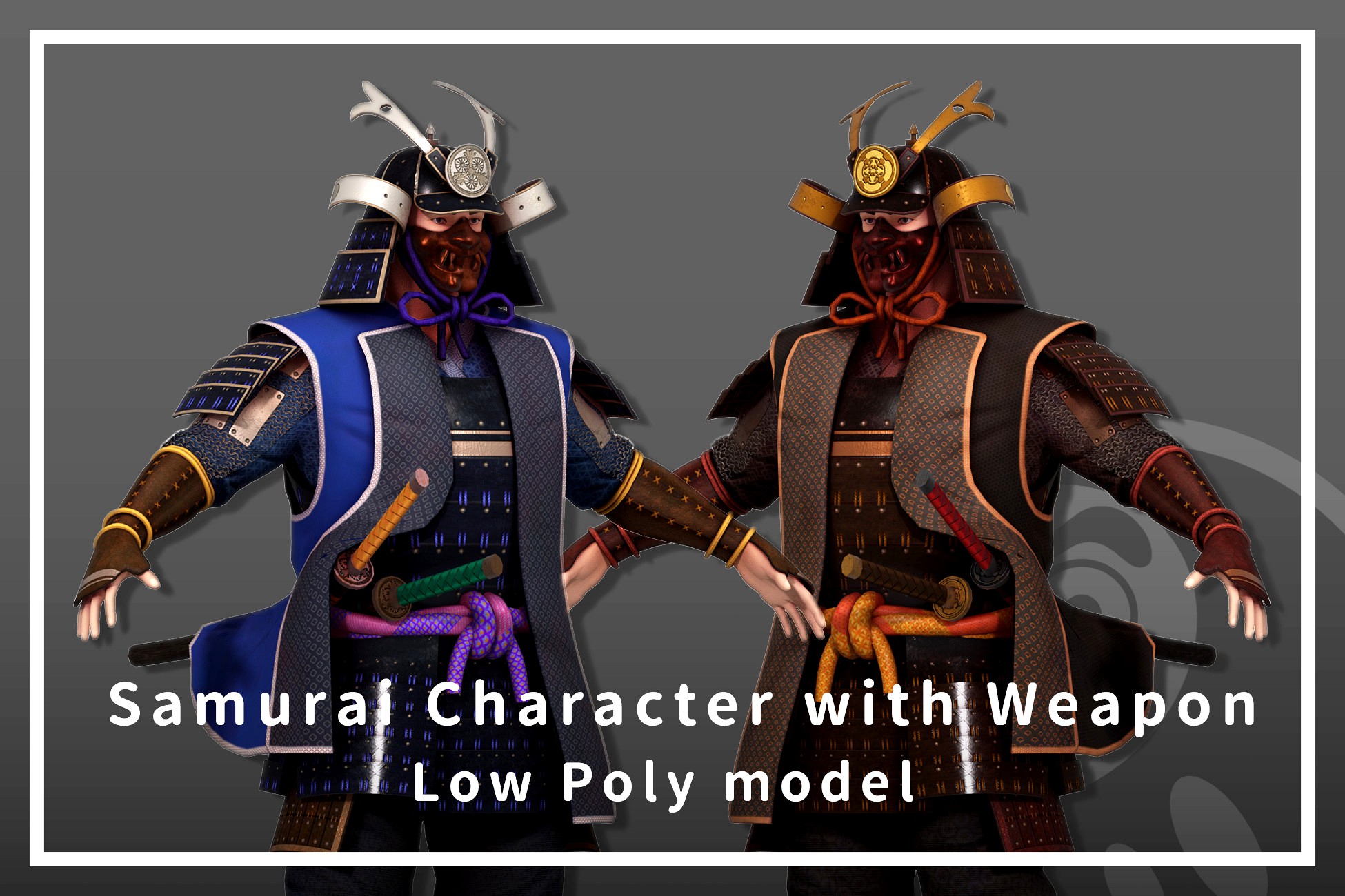 Samurai Character with Weapon 3d model