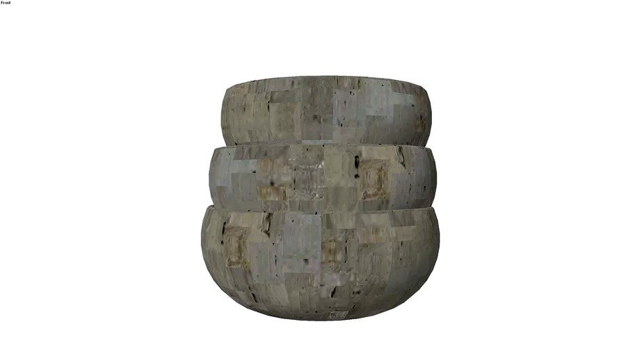 Stack of Three Pottery Bowls 3d model