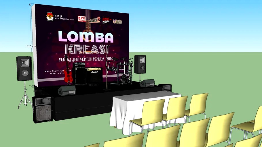 Stage+backdrop+KPU+lomba+band 3d model