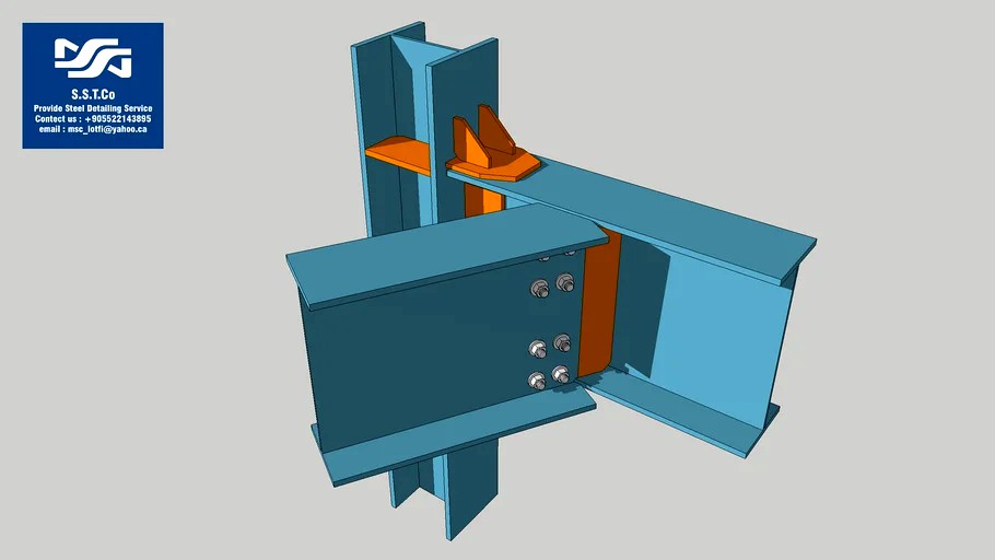 Beam to beam connection 3d model