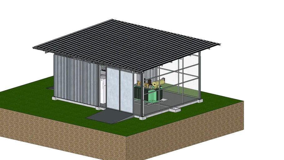 Powerhouse versi atap satu kemiringan 3d model