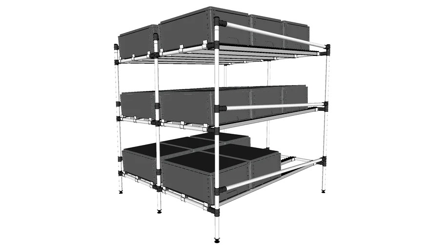Flow rack Tubular + Caixa KLT 3d model