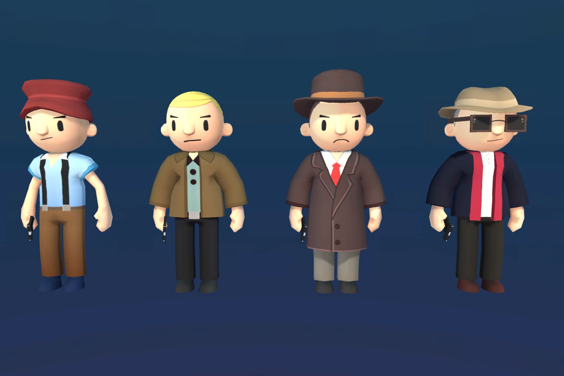 Cartoon Mafia charaters 3d model