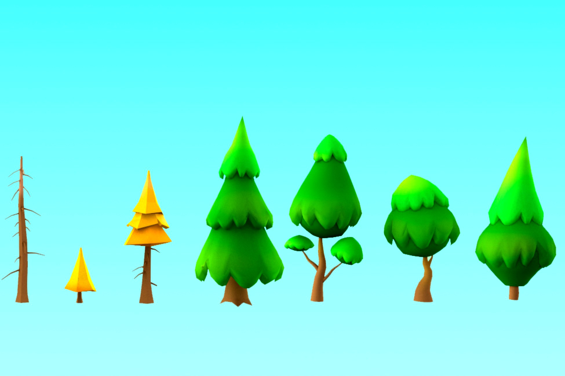 Cartoon low poly tree 3d model