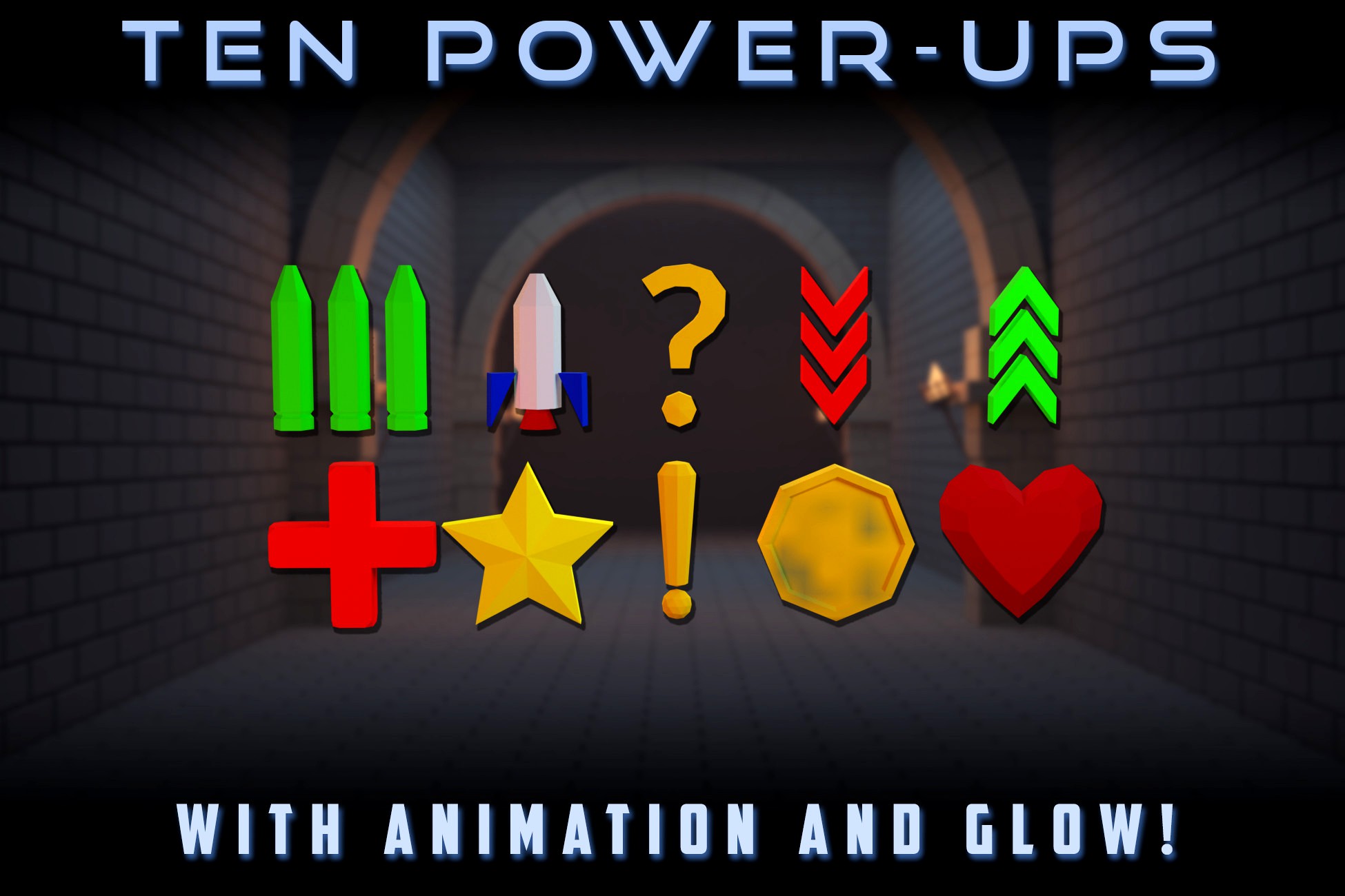 Ten Power-Ups 3d model