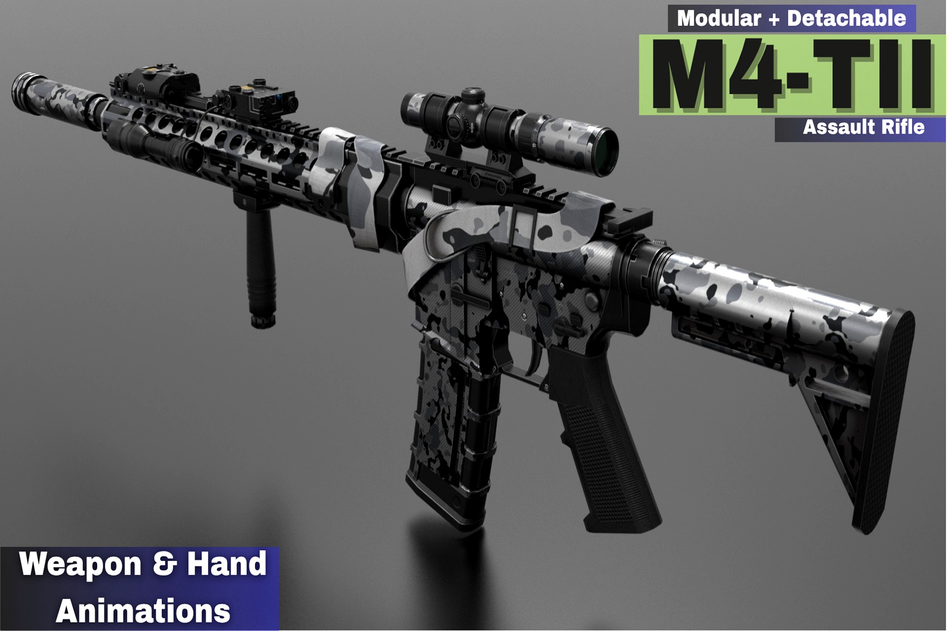 m4 Tactical (Fps - Tps) 3d model