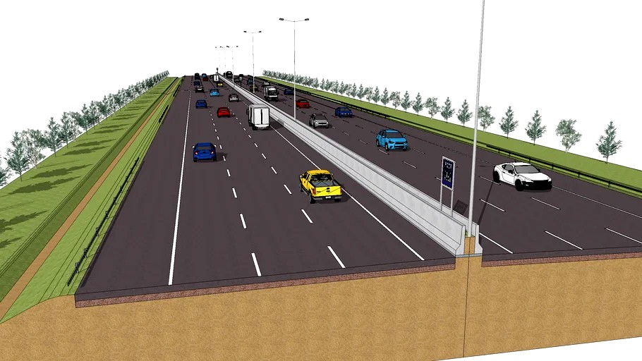 Typical Cross Section Toll Road 01 3d model