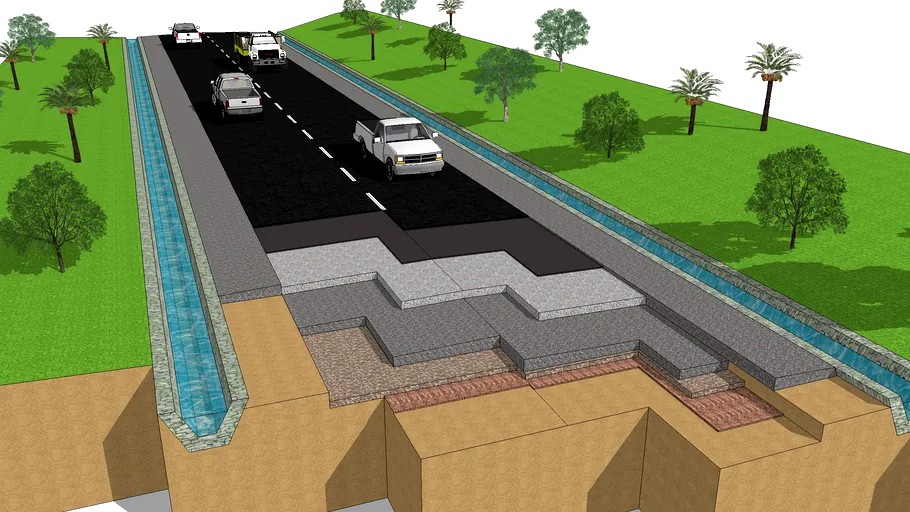 Typical Cross Section of Road 3d model